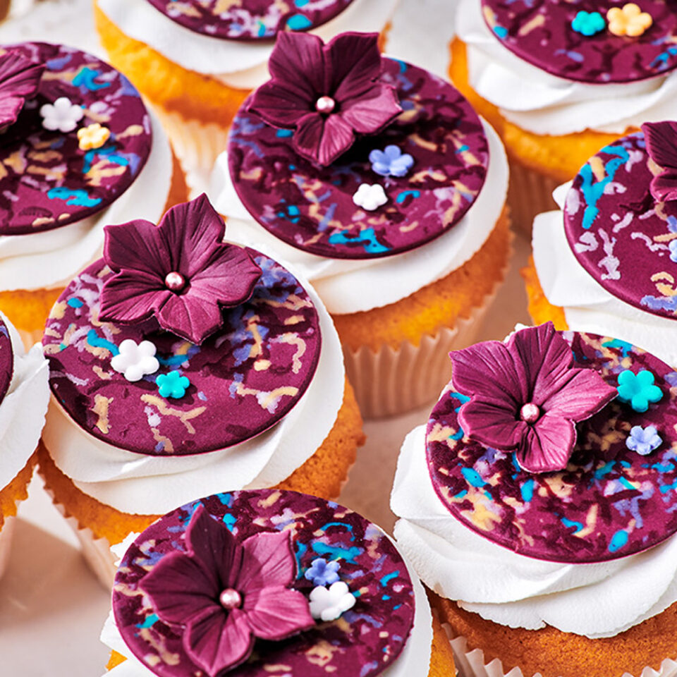 Chevron Purple Cupcakes