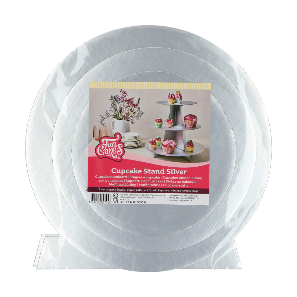 Cupcake stand 3 tier silver - FunCakes