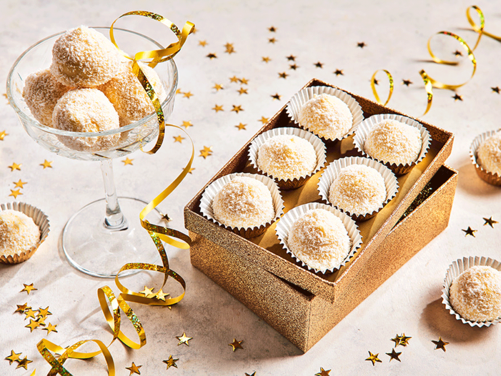 Champagne coconut truffles - FunCakes