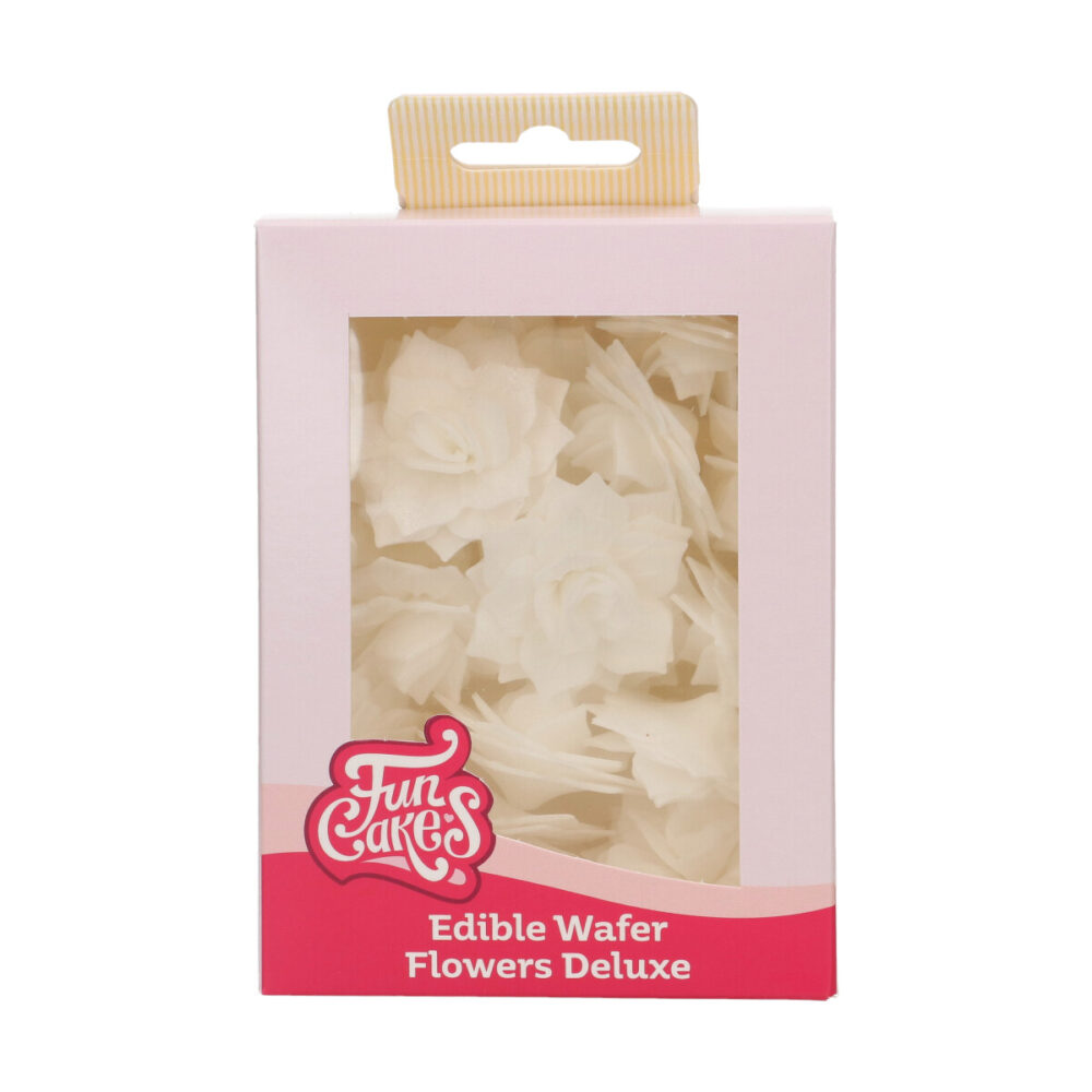 Edible Wafer Flowers Deluxe Rose Rosalia White Medium - FunCakes