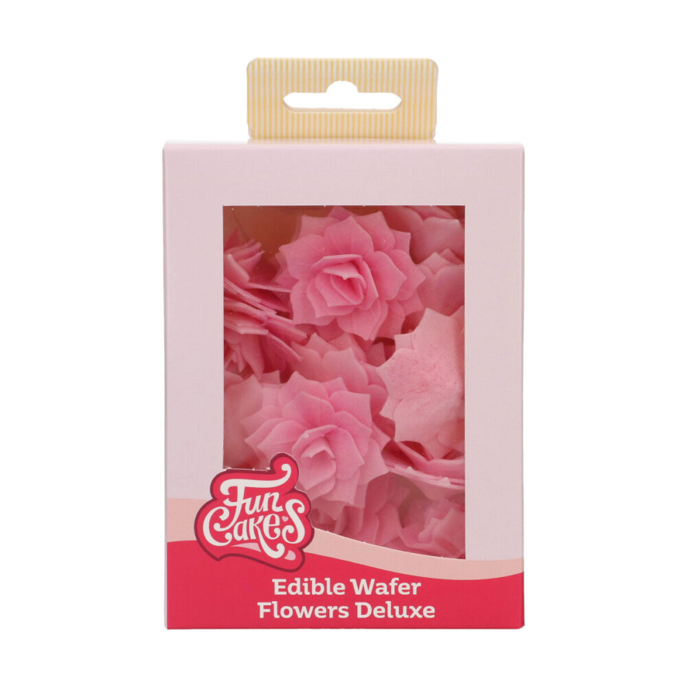 Edible Wafer Flowers Deluxe Rose Rosalia Pink Medium - FunCakes