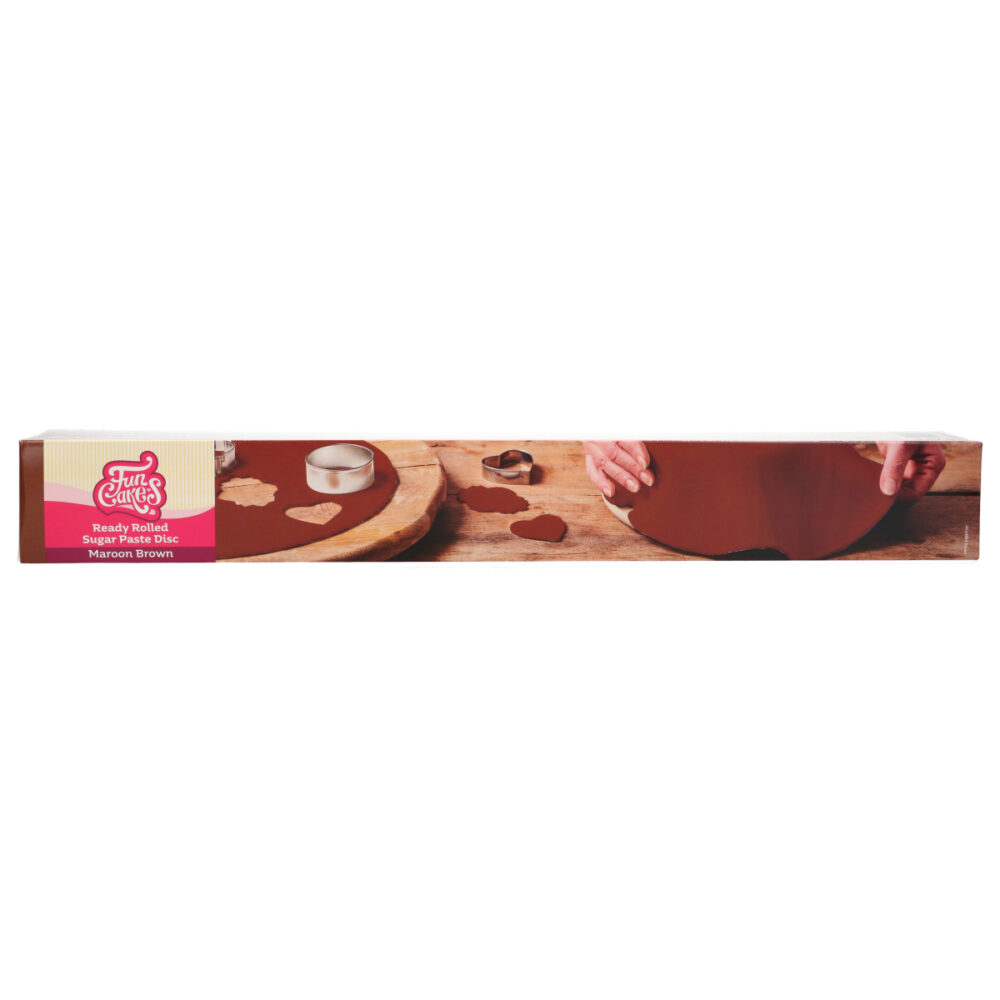 Ready Rolled Sugar Paste Disc Maroon Brown - FunCakes