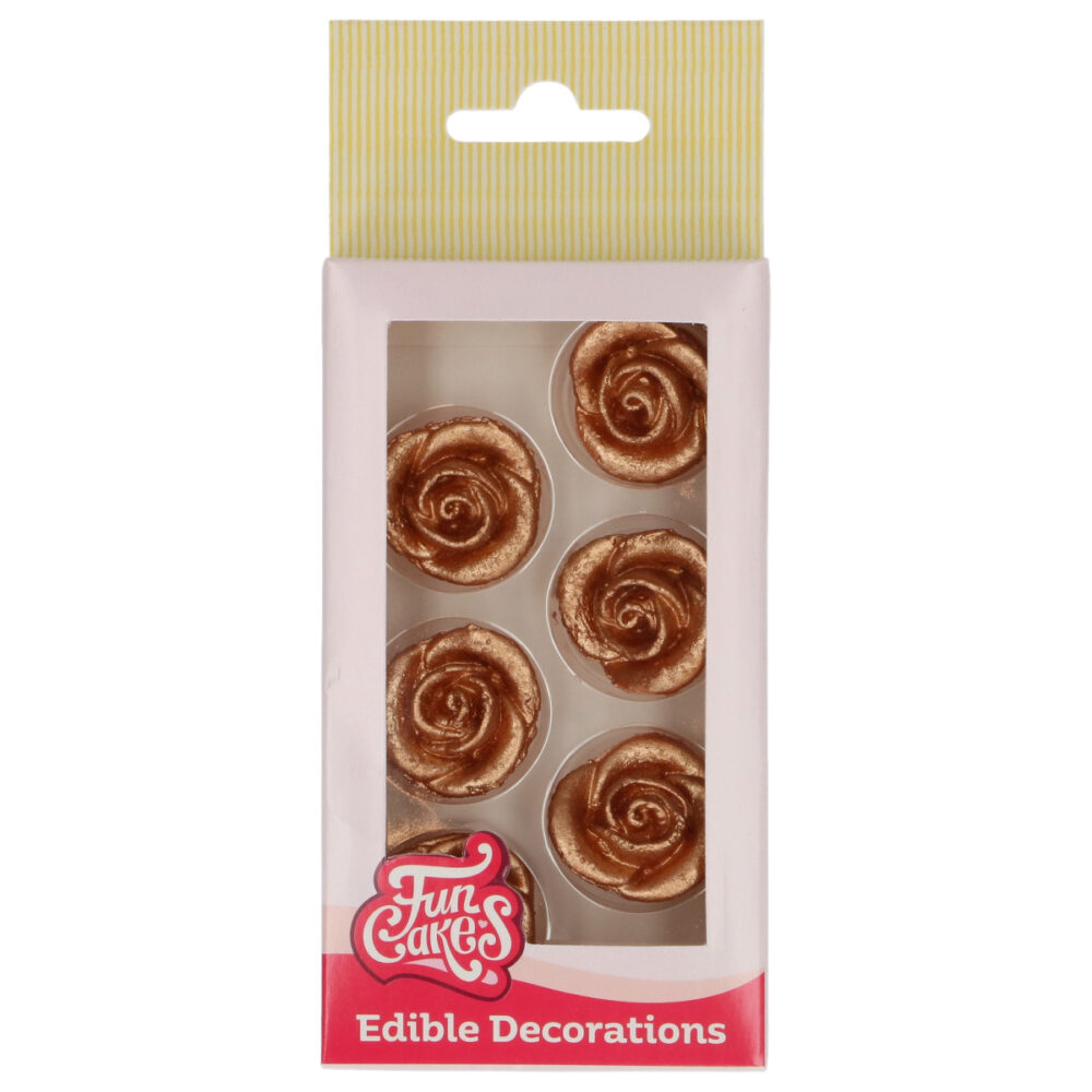 Sugar Paste Decorations Roses Bronze Gold - FunCakes
